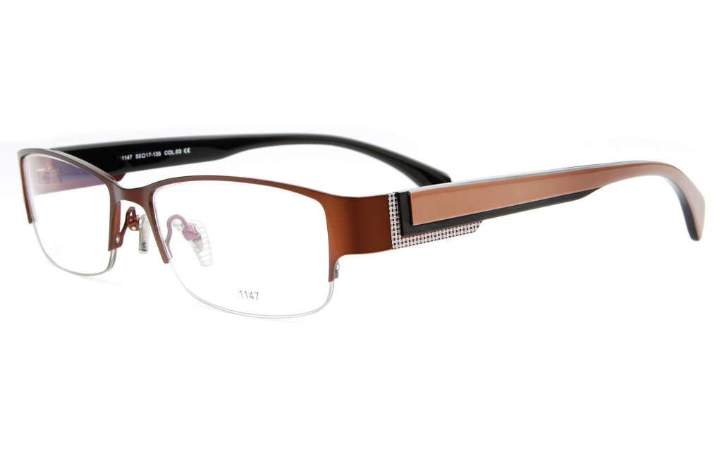 Stainless Steel/ZYL Mens Semi-rimless Square Optical Glasses