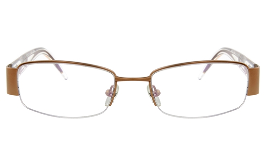 ZB013 Stainless Steel Womens Semi-rimless Square Optical Glasses(Brown)